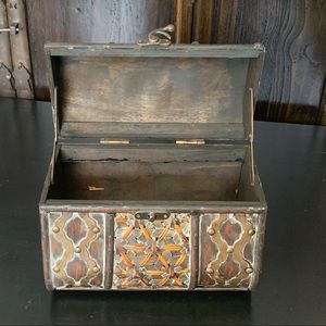 Vintage | Accents | Vintage Hinged Wooden Treasure Box With Handle ...